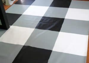 DIY Buffalo Check Painted Vinyl Floor Cloth - Semigloss Design
