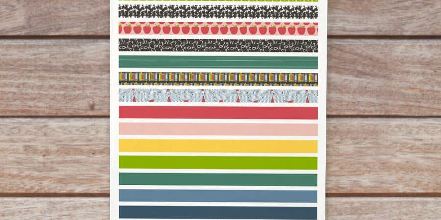 Printable Back to School Washi Tape - semigloss design