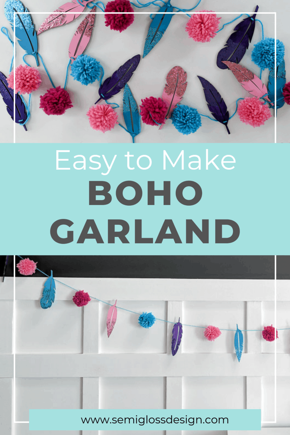 Easy Boho Decor: DIY Garland with Glitter Dipped Feathers