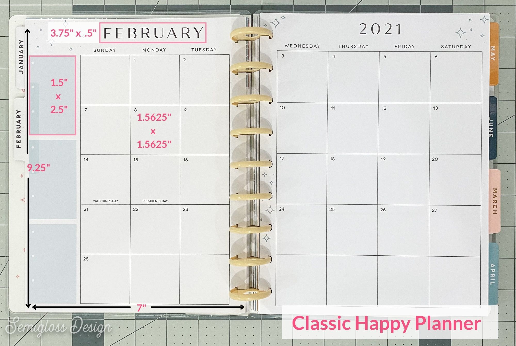 Happy Planner Box Sizes for Stickers - Updated for 2022 - Semigloss Design