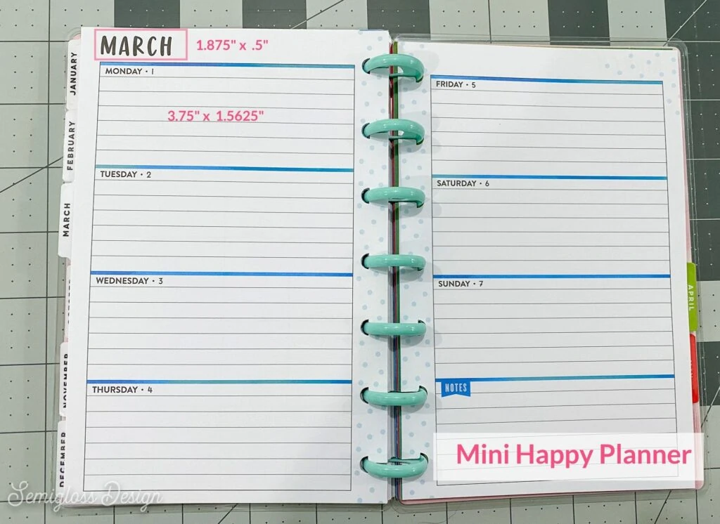 Happy Planner Box Sizes for Stickers - Updated for 2024 - Semigloss Design