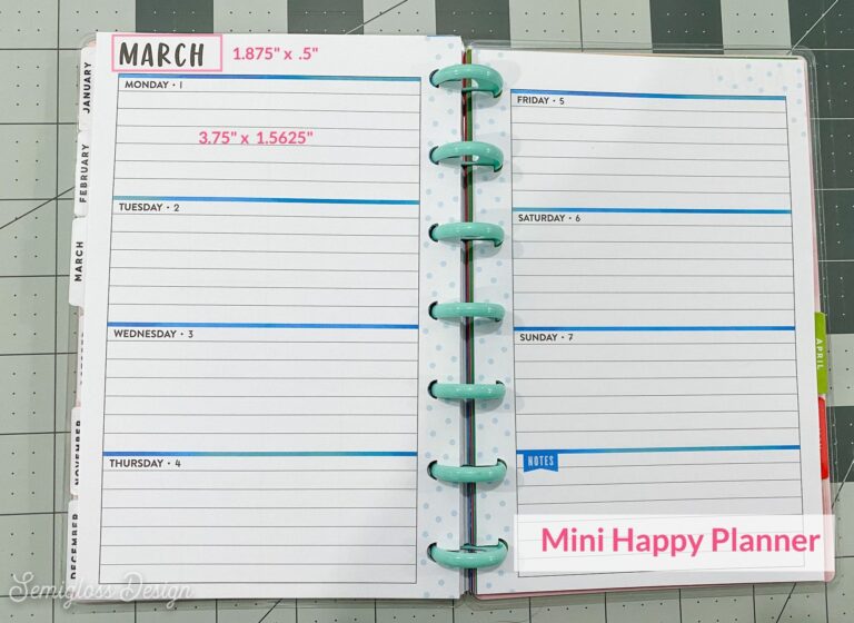 Happy Planner Box Sizes for Stickers - Updated for 2022 - Semigloss Design