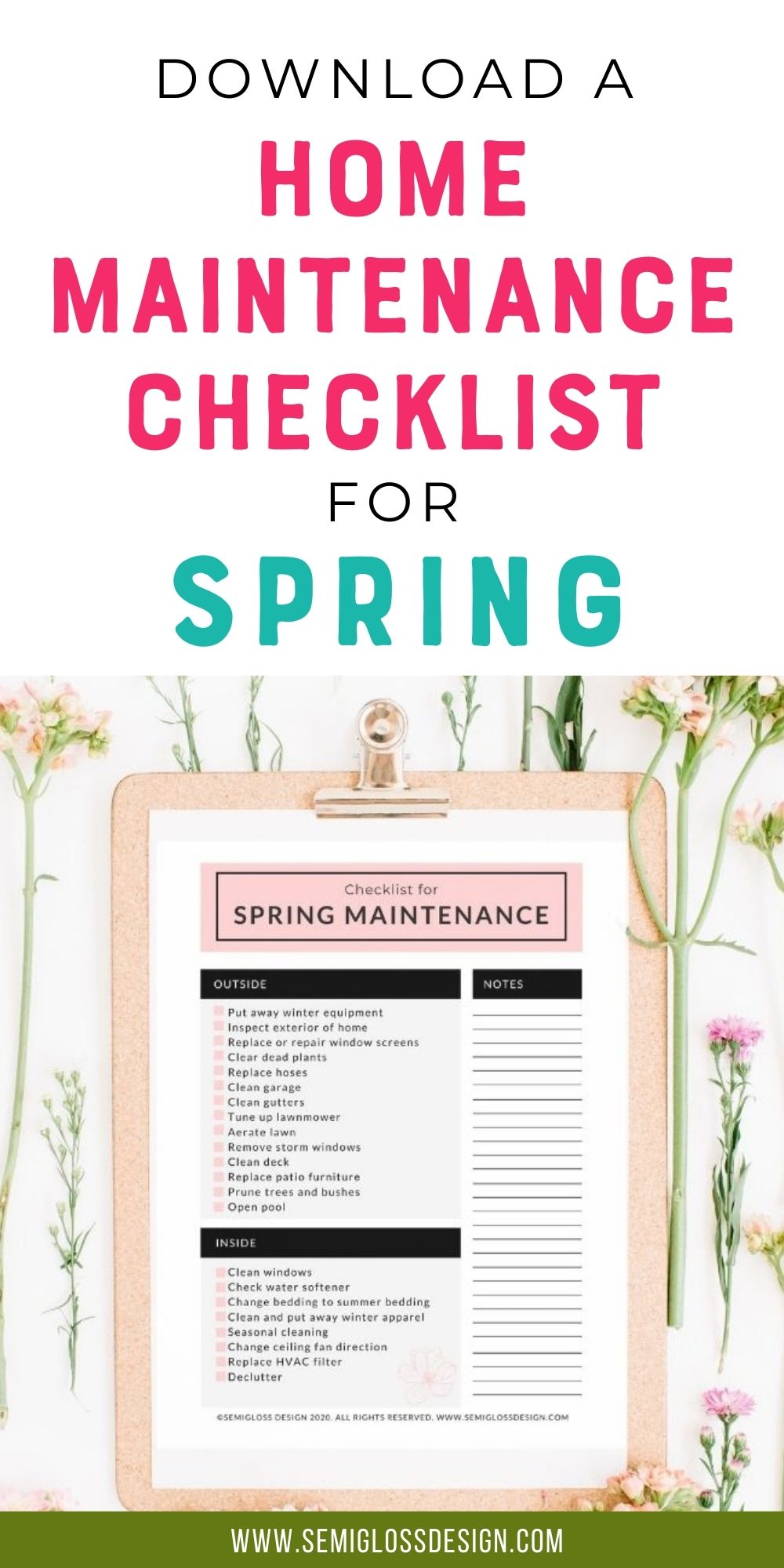 Printable Spring Maintenance Checklist - Semigloss Design