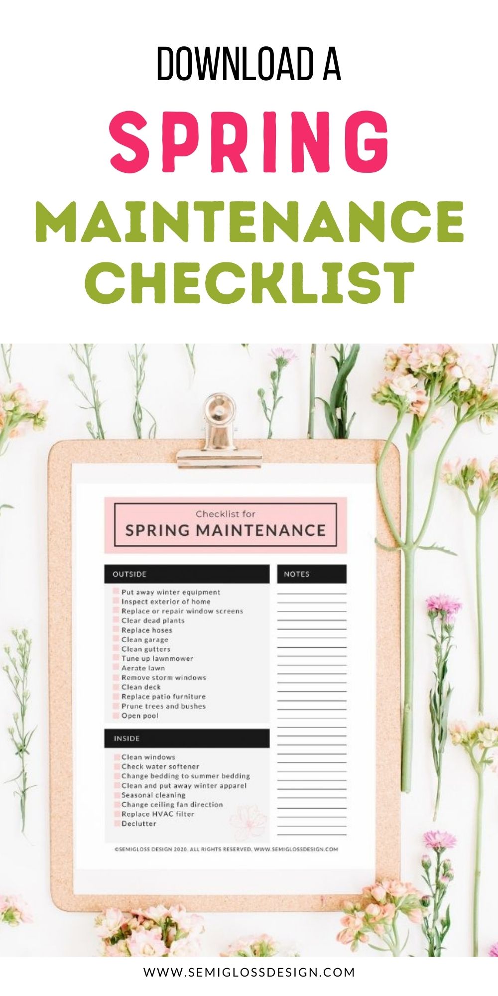 Printable Spring Maintenance Checklist - Semigloss Design