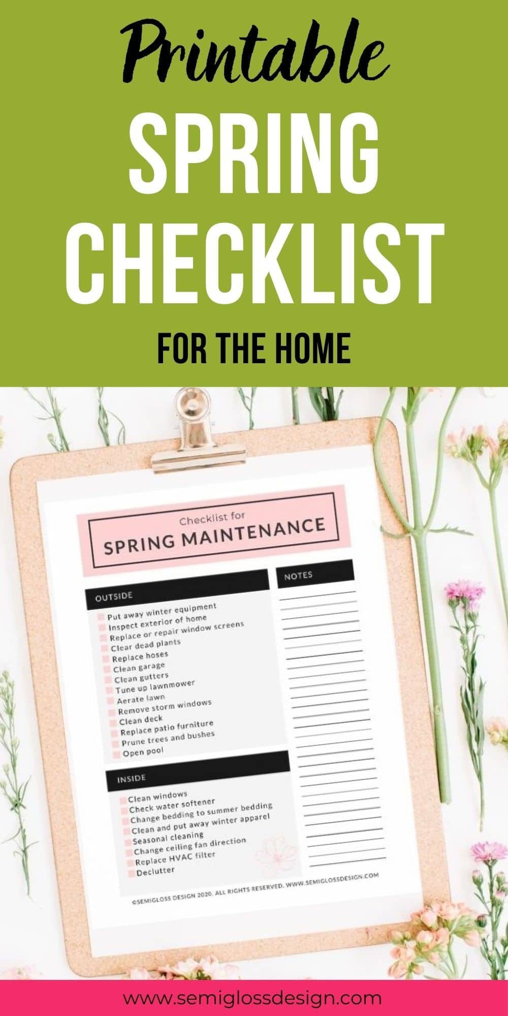 Printable Spring Maintenance Checklist - Semigloss Design