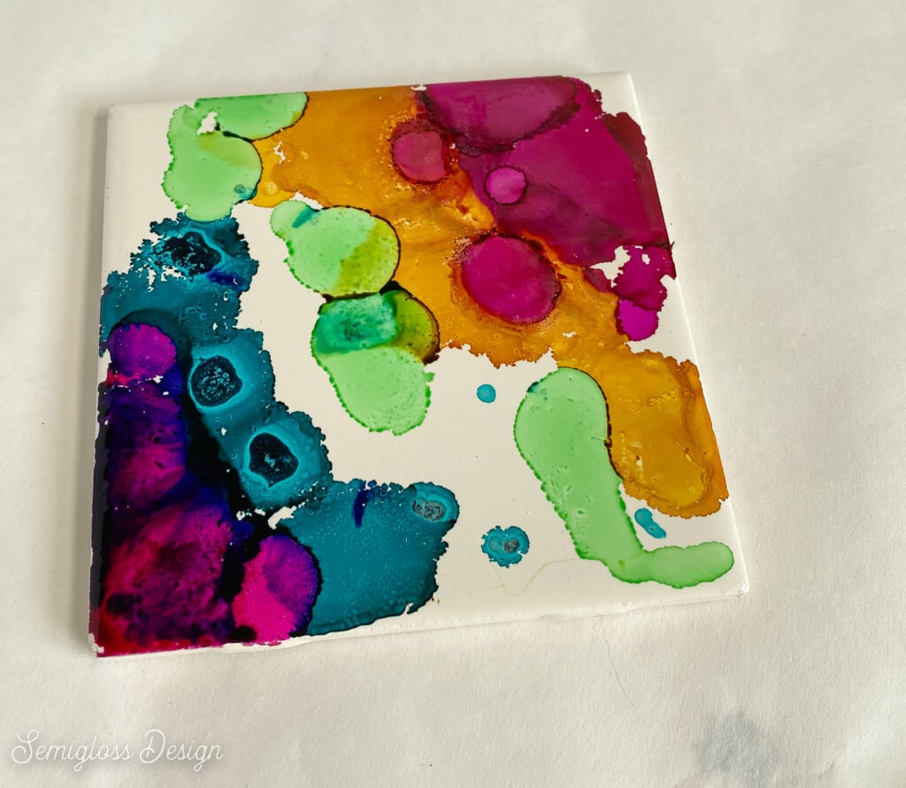 Easy to Make DIY Alcohol Ink Coasters - Semigloss Design