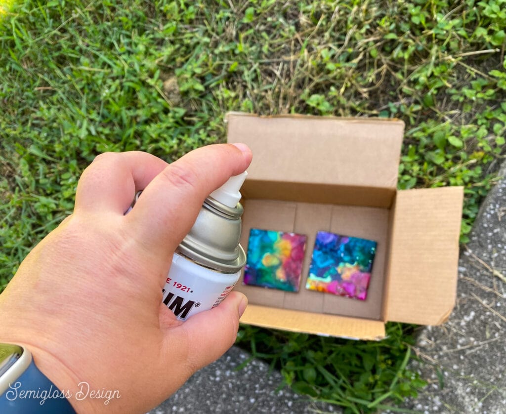 Easy to Make DIY Alcohol Ink Coasters - Semigloss Design