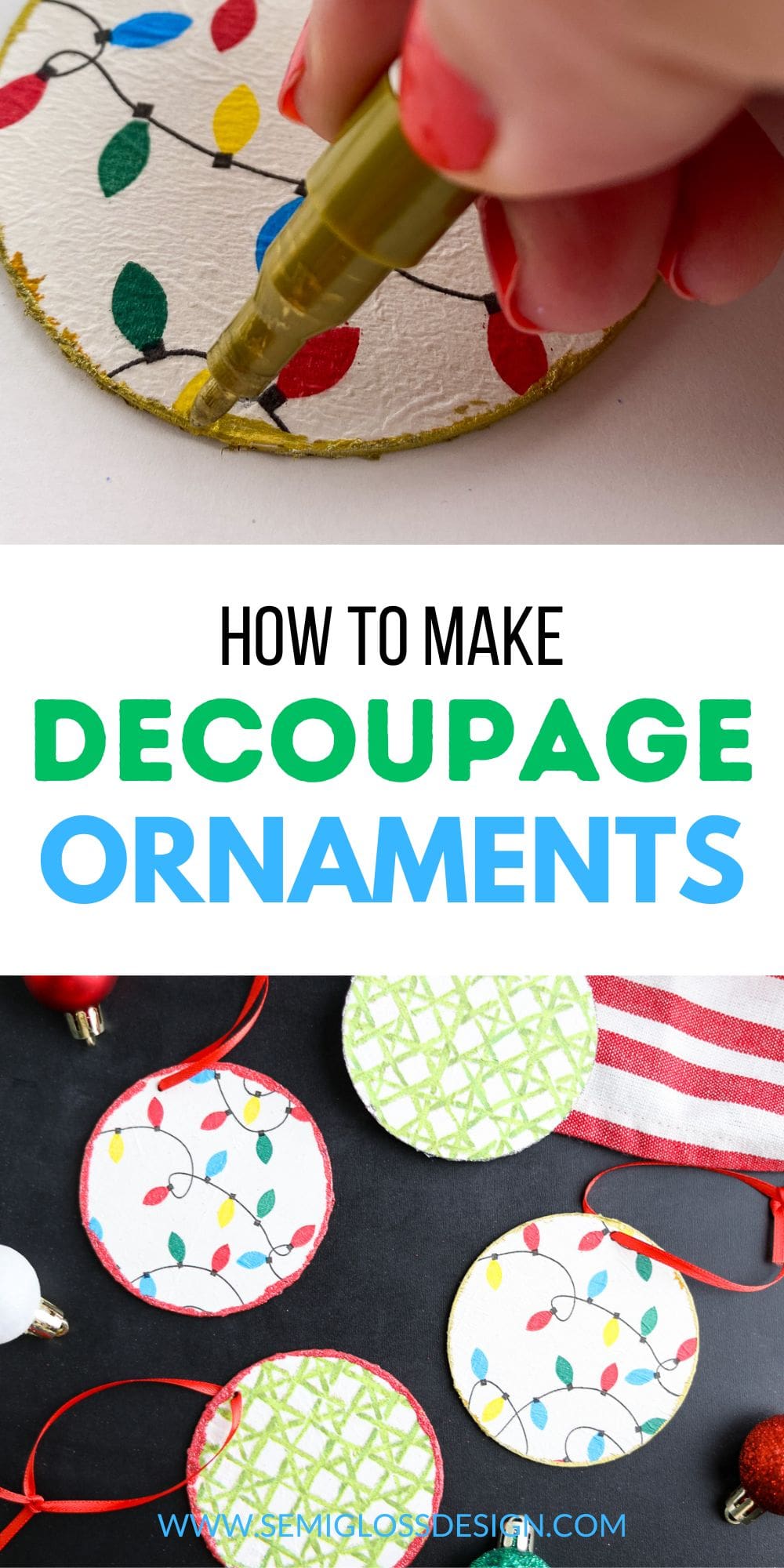Easy to Make Decoupage Napkin Ornament - Semigloss Design