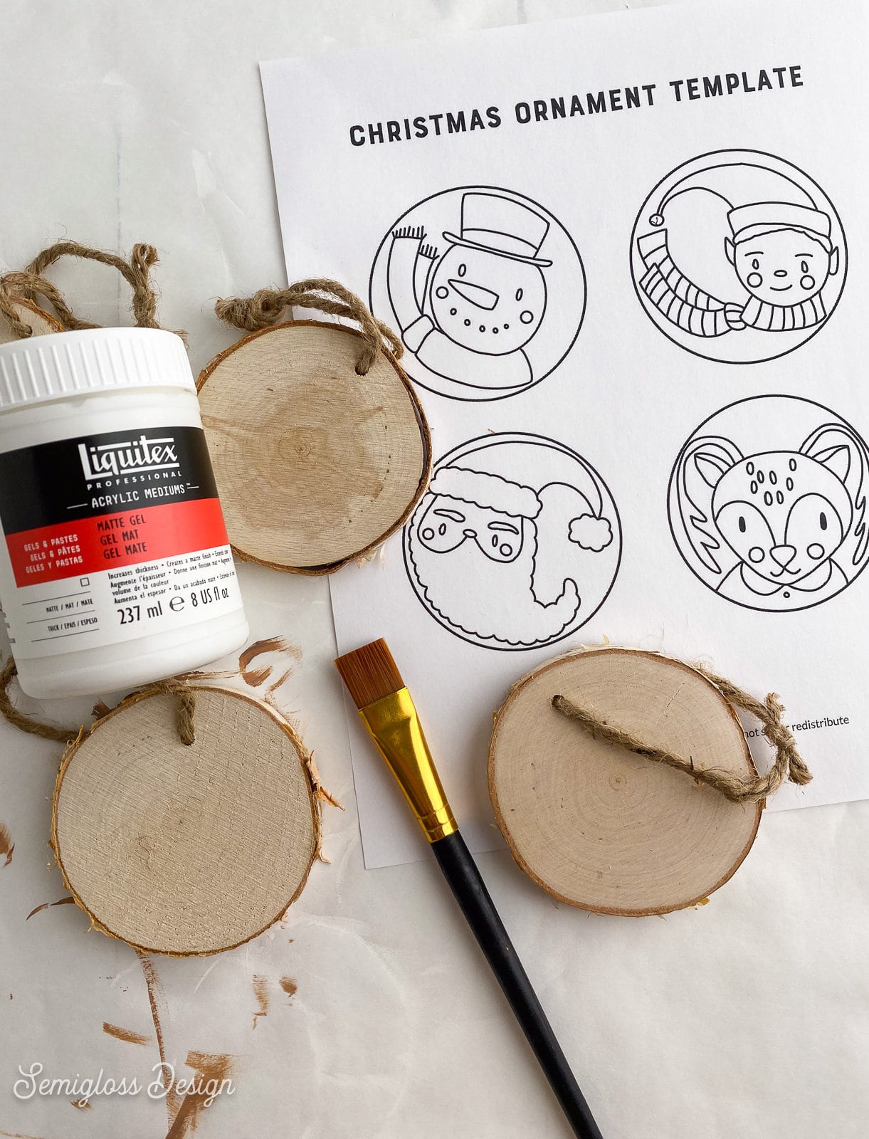 Easy Painted Wood Log Ornaments (with Template) - Semigloss Design