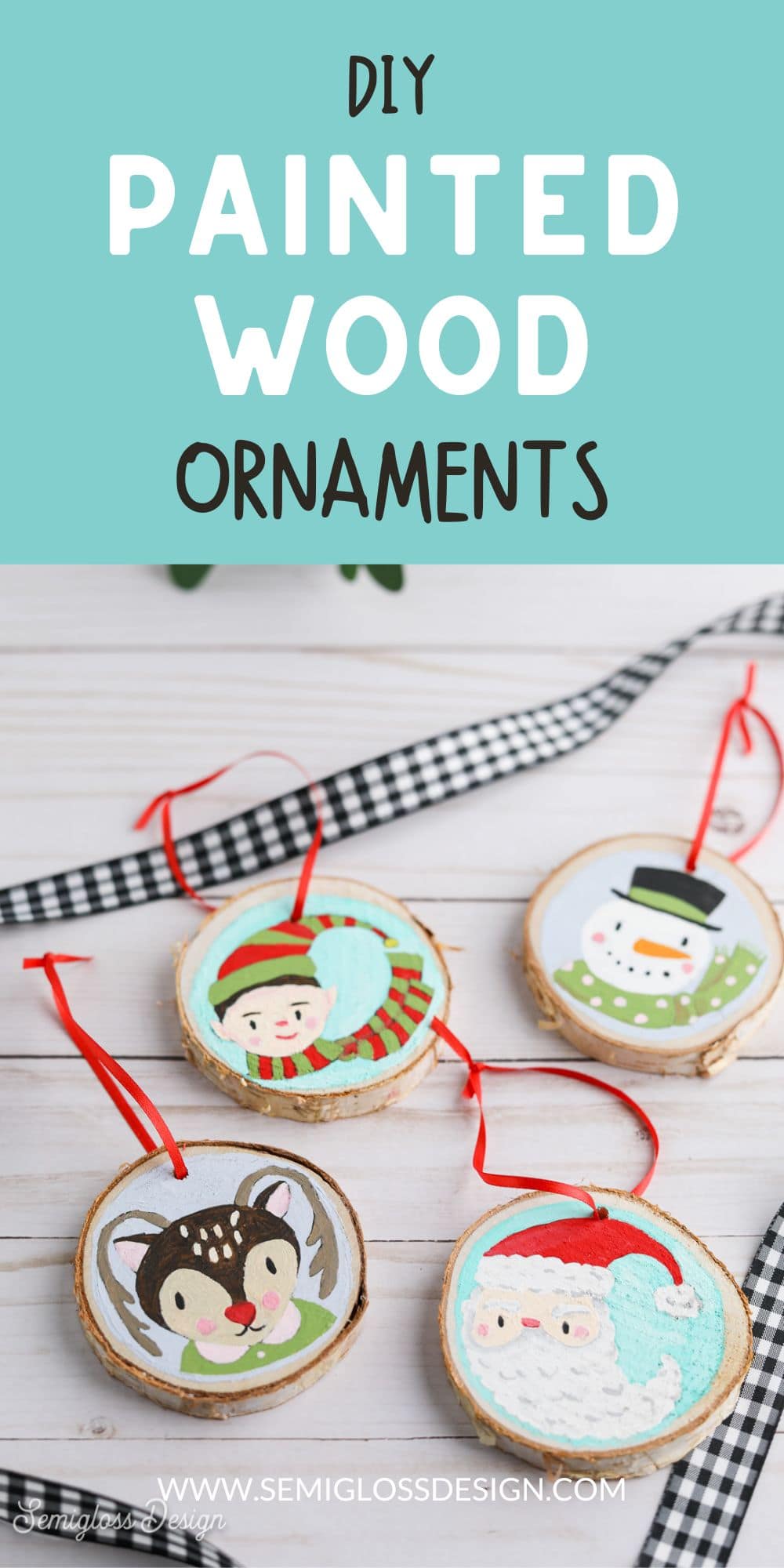 Easy Painted Wood Log Ornaments (with Template) - Semigloss Design