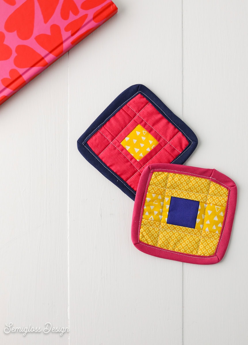 Easy to Make Quilted Patchwork Coasters - Semigloss Design